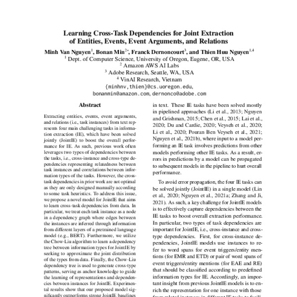 Learning Cross-Task Dependencies for Joint Extraction of Entities, Events, Event Arguments, and ...