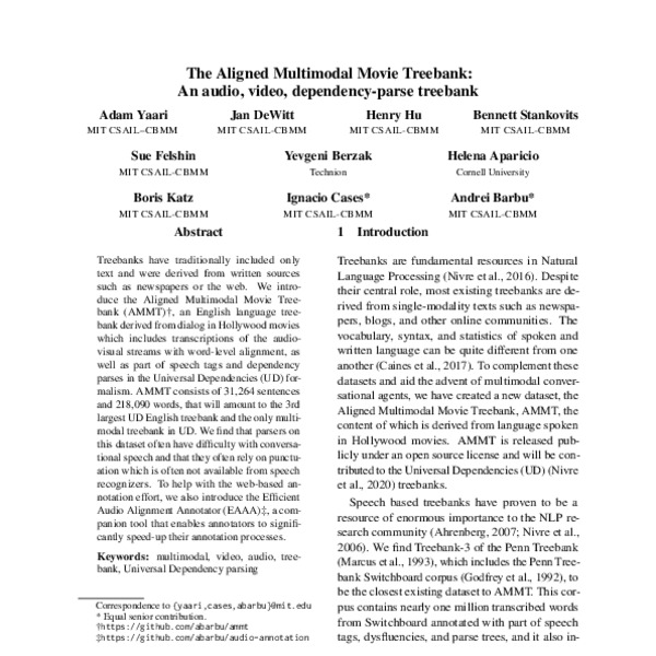 The Aligned Multimodal Movie Treebank: An audio, video, dependency ...