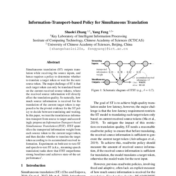 Information-Transport-based Policy for Simultaneous Translation - ACL Anthology
