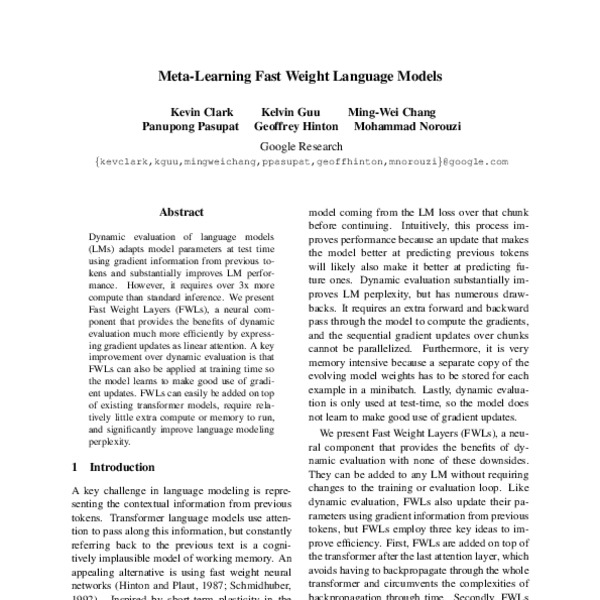 Meta-Learning Fast Weight Language Models - ACL Anthology