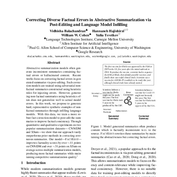 Correcting Diverse Factual Errors in Abstractive Summarization via Post-Editing and Language ...