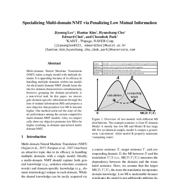 Specializing Multi-domain NMT via Penalizing Low Mutual Information - ACL Anthology