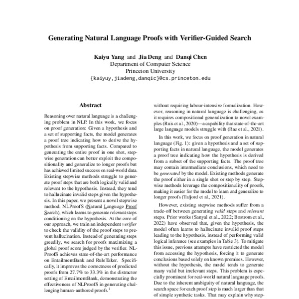 Generating Natural Language Proofs with Verifier-Guided Search - ACL Anthology