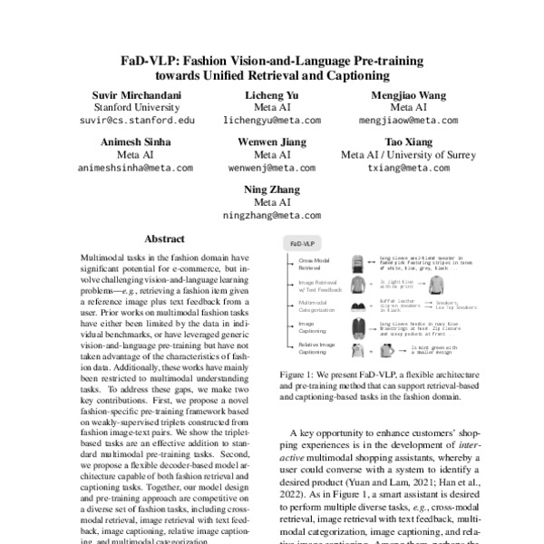 FaD-VLP: Fashion Vision-and-Language Pre-training towards Unified Retrieval and Captioning - ACL ...
