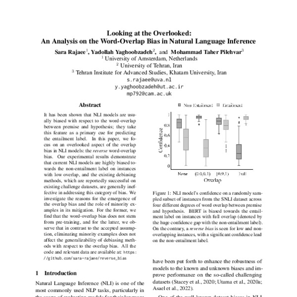 Looking at the Overlooked: An Analysis on the Word-Overlap Bias in Natural Language Inference ...