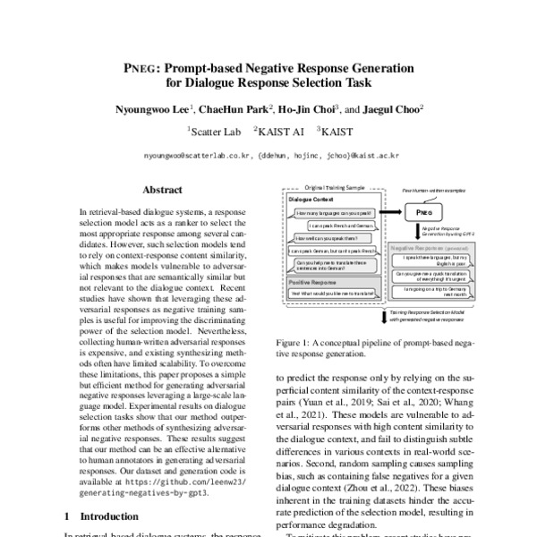 Pneg: Prompt-based Negative Response Generation for Dialogue Response Selection Task - ACL Anthology