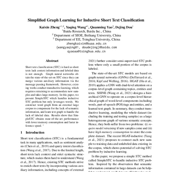 Simplified Graph Learning For Inductive Short Text Classification Acl Anthology