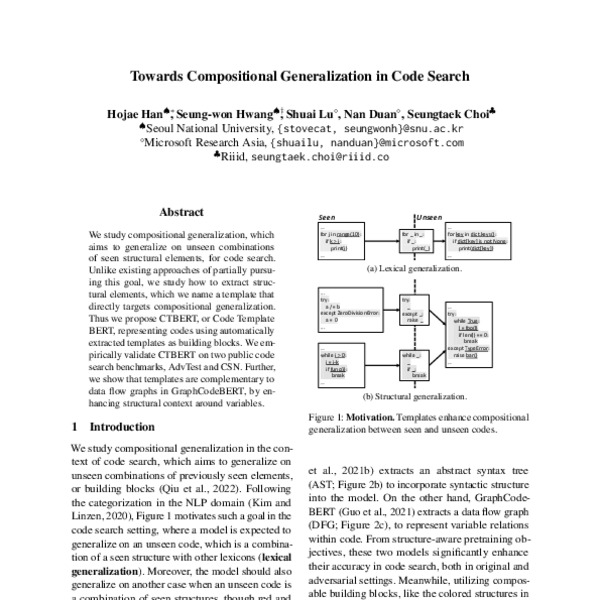 Towards Compositional Generalization in Code Search - ACL Anthology