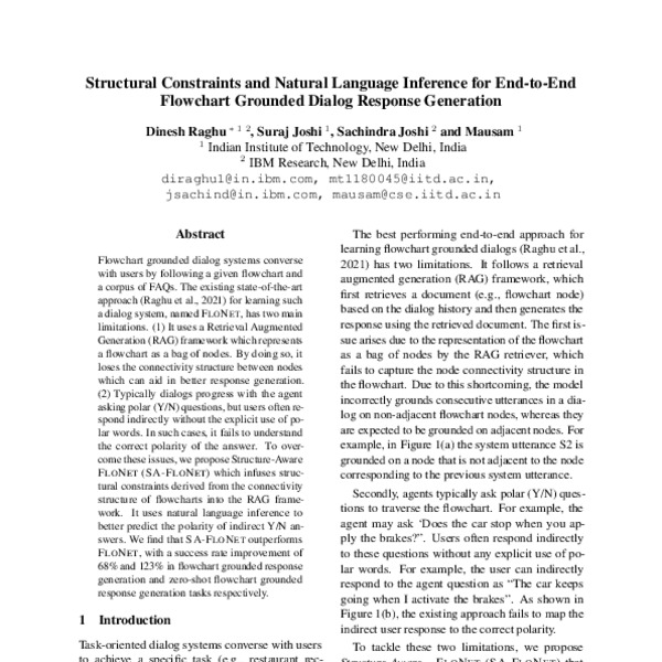 Structural Constraints and Natural Language Inference for End-to-End Flowchart Grounded Dialog ...