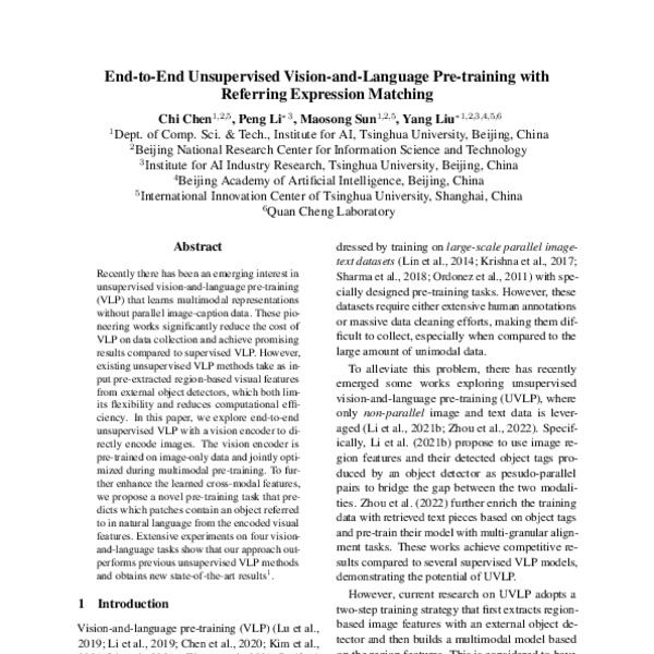 End-to-End Unsupervised Vision-and-Language Pre-training with Referring Expression Matching ...