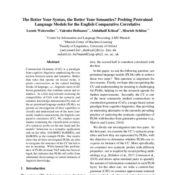 The better your Syntax, the better your Semantics? Probing Pretrained Language Models for the ...