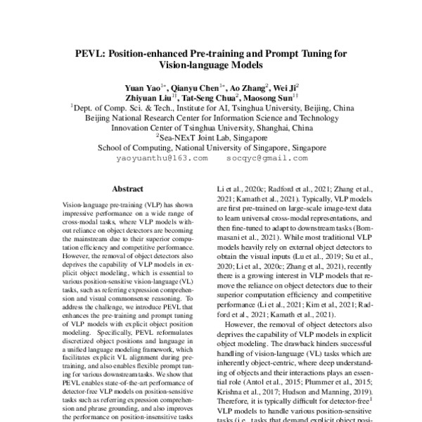 PEVL: Position-enhanced Pre-training and Prompt Tuning for Vision ...