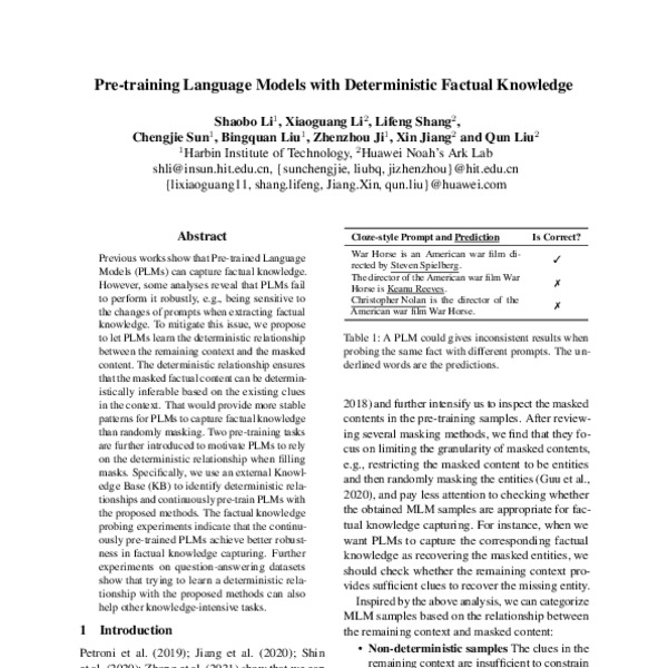 Pre-training Language Models with Deterministic Factual Knowledge - ACL Anthology