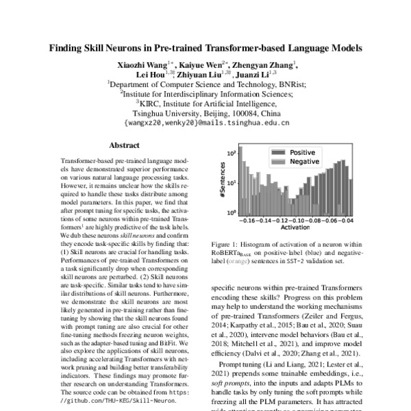 Finding Skill Neurons In Pre Trained Transformer Based Language Models Acl Anthology