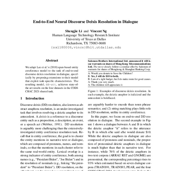 End-to-End Neural Discourse Deixis Resolution in Dialogue - ACL Anthology