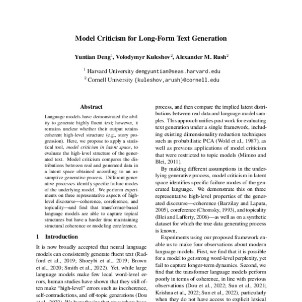 Model Criticism for Long-Form Text Generation - ACL Anthology
