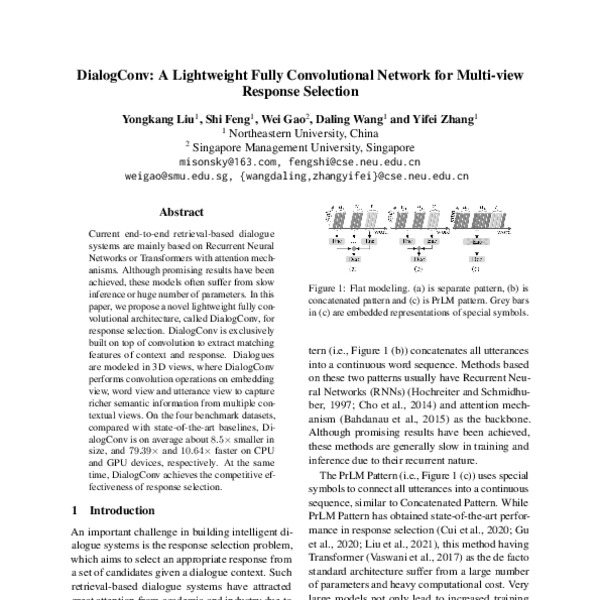 DialogConv: A Lightweight Fully Convolutional Network for Multi-view Response Selection - ACL ...