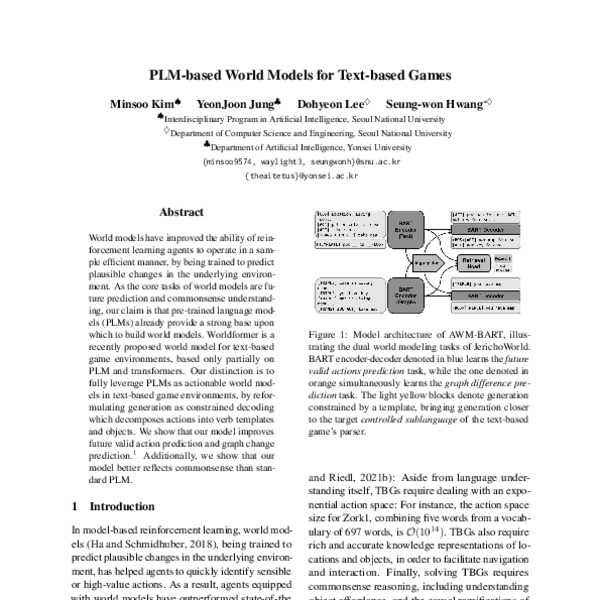 PLM-based World Models for Text-based Games - ACL Anthology