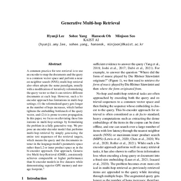 Generative Multi-hop Retrieval - ACL Anthology
