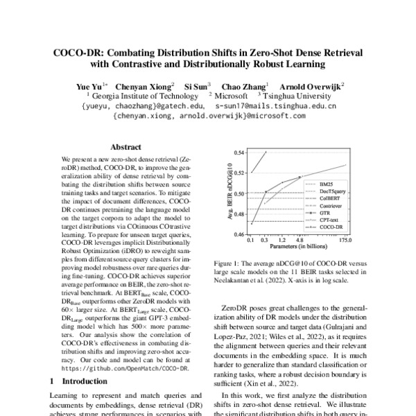 COCO-DR: Combating the Distribution Shift in Zero-Shot Dense Retrieval ...