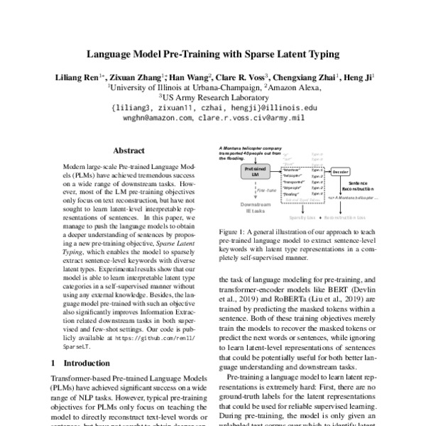 Language Model Pre-Training with Sparse Latent Typing - ACL Anthology