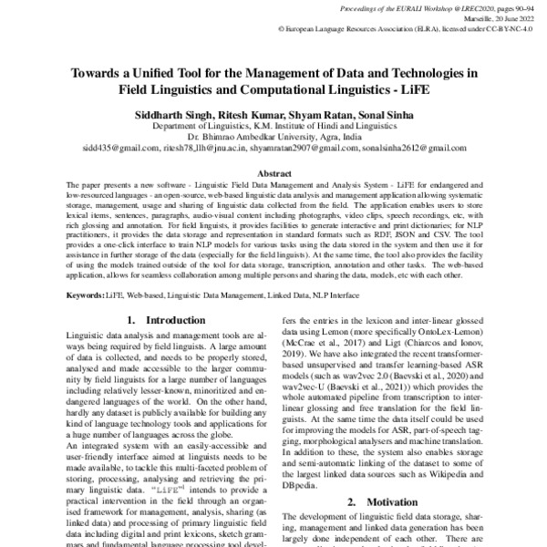 Towards a Unified Tool for the Management of Data and Technologies in ...