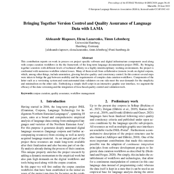 Bringing Together Version Control and Quality Assurance of Language ...