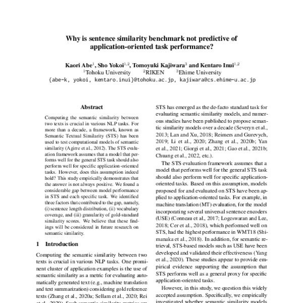 Why is sentence similarity benchmark not predictive of application ...