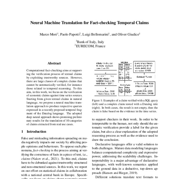 Neural Machine Translation for Fact-checking Temporal Claims - ACL ...
