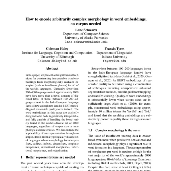 How to encode arbitrarily complex morphology in word embeddings, no ...