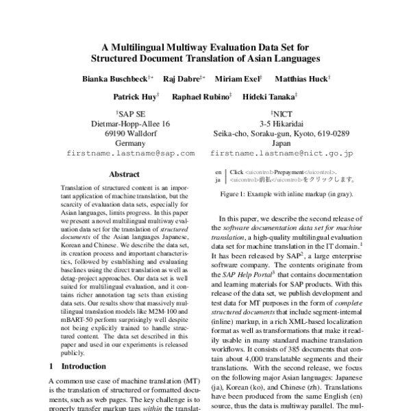 A Multilingual Multiway Evaluation Data Set for Structured Document Translation of Asian ...