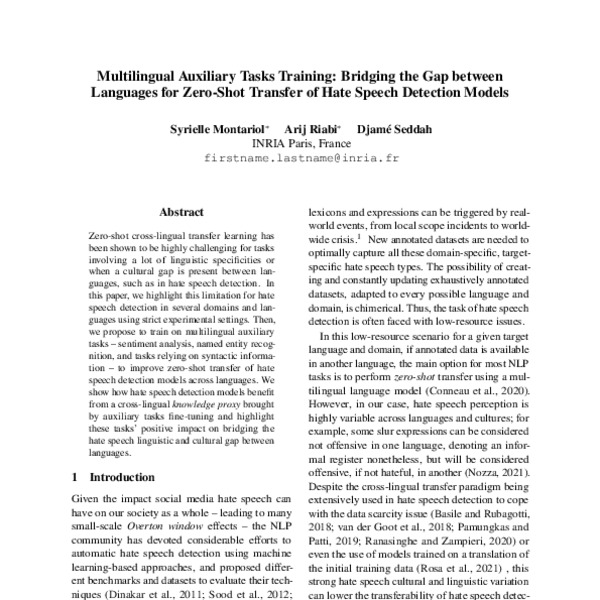 Multilingual Auxiliary Tasks Training: Bridging the Gap between Languages for Zero-Shot Transfer ...
