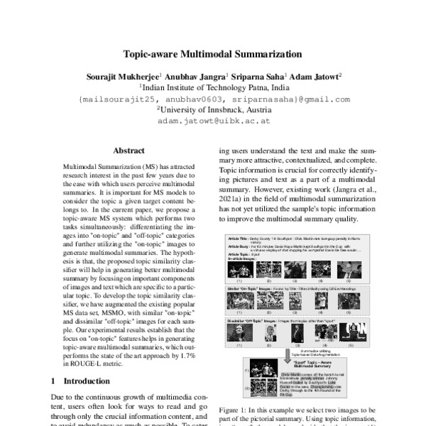 Topic-aware Multimodal Summarization - ACL Anthology