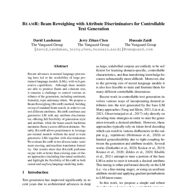 BeamR: Beam Reweighing with Attribute Discriminators for Controllable ...