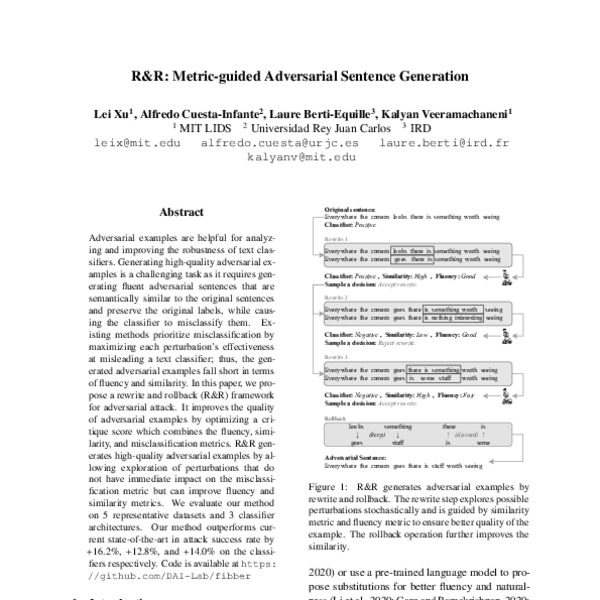R&R: Metric-guided Adversarial Sentence Generation - ACL Anthology