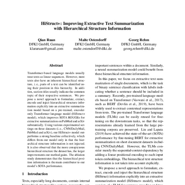 HiStruct+: Improving Extractive Text Summarization with Hierarchical Structure Information - ACL ...