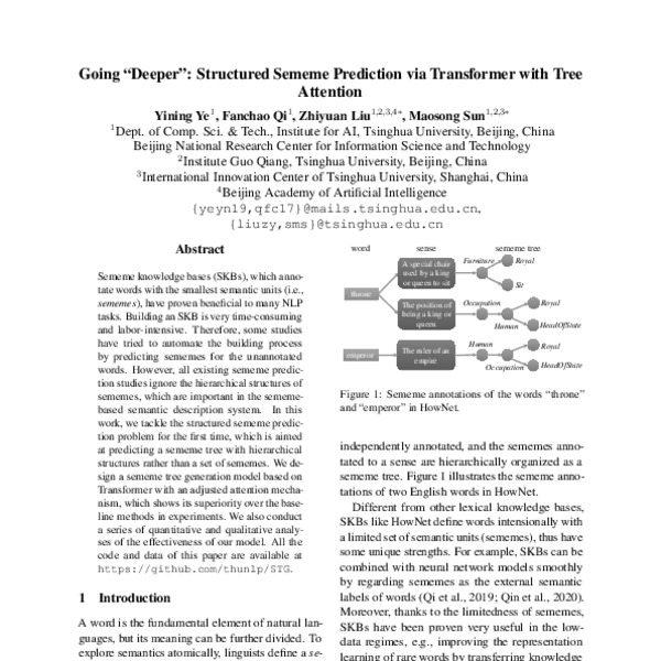 Going “Deeper”: Structured Sememe Prediction via Transformer with Tree Attention - ACL Anthology