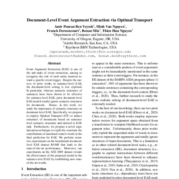 Document Level Event Argument Extraction Via Optimal Transport Acl