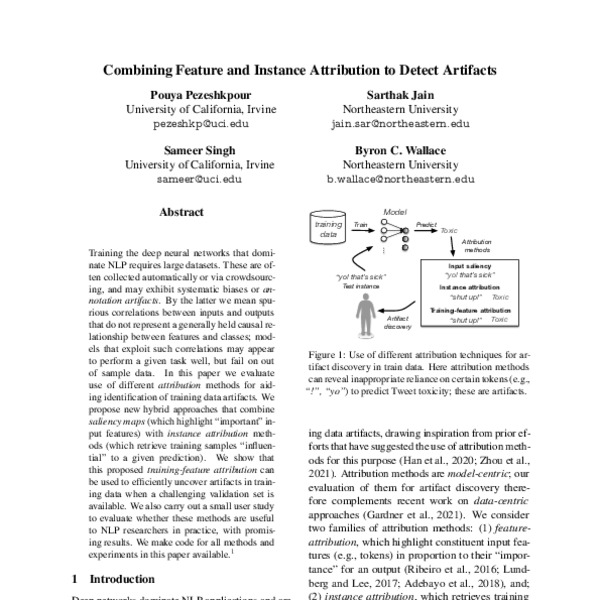 Combining Feature and Instance Attribution to Detect Artifacts - ACL Anthology