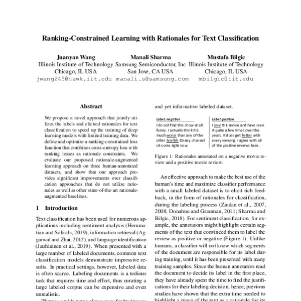 Ranking Constrained Learning With Rationales For Text Classification Acl Anthology