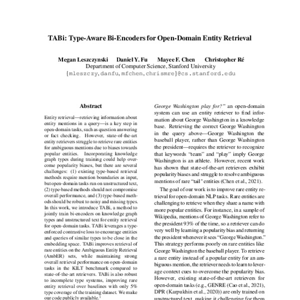TABi: Type-Aware Bi-Encoders for Open-Domain Entity Retrieval - ACL ...
