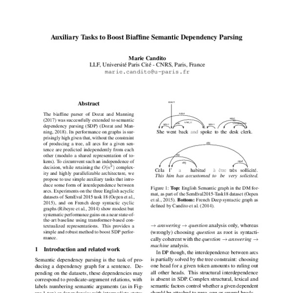 Auxiliary tasks to boost Biaffine Semantic Dependency Parsing - ACL Anthology