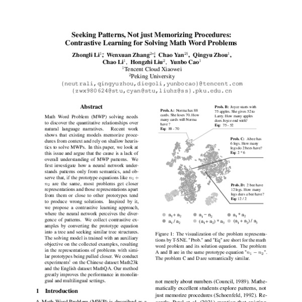 Seeking Patterns, Not just Memorizing Procedures: Contrastive Learning ...