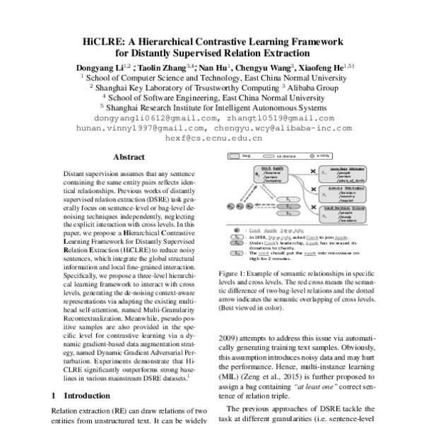 Hiclre A Hierarchical Contrastive Learning Framework For Distantly Supervised Relation