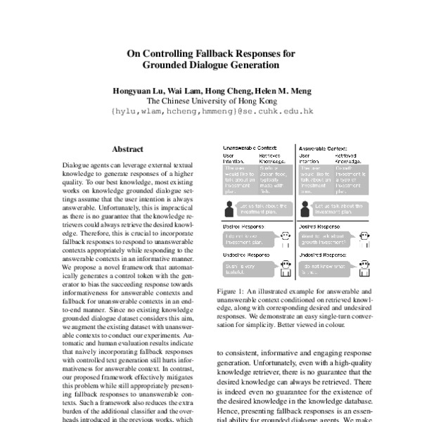 On Controlling Fallback Responses for Grounded Dialogue Generation - ACL Anthology