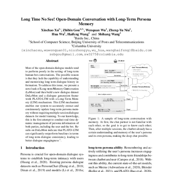 Long Time No See! Open-Domain Conversation with Long-Term Persona ...