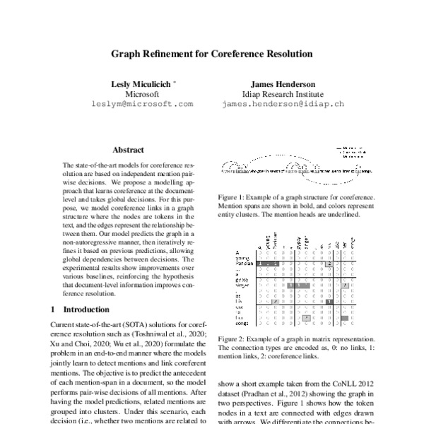 Graph Refinement for Coreference Resolution - ACL Anthology