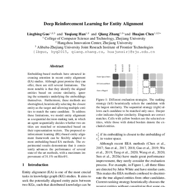 Deep Reinforcement Learning for Entity Alignment - ACL Anthology