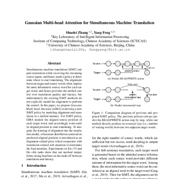 Gaussian Multi-head Attention for Simultaneous Machine Translation - ACL Anthology