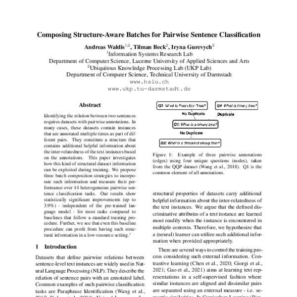 Composing Structure-Aware Batches for Pairwise Sentence Classification - ACL Anthology